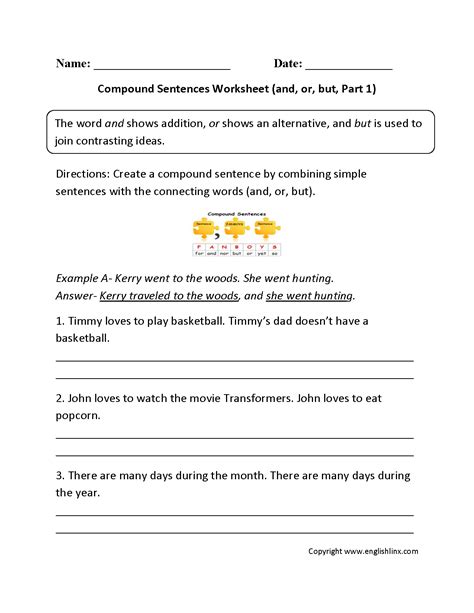 Simple And Compound Sentences Worksheet With Answers
