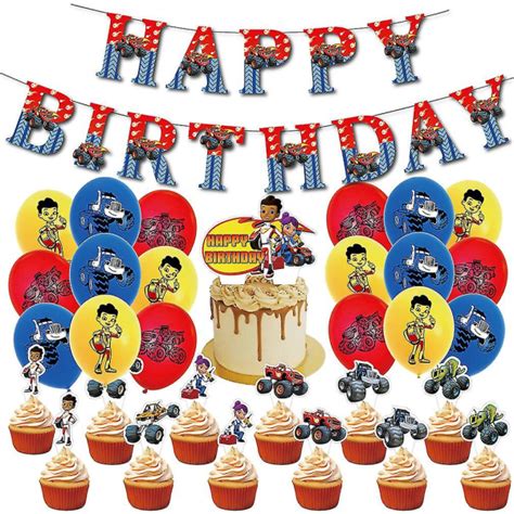 32 Stk Blaze And The Monster Machines Ballon Kit Latex Balloner Med