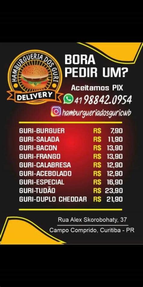 Menu em Hambúrgueria Dos Guri restaurante Curitiba