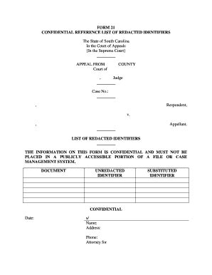 Fillable Online Judicial State Sc FORM 21 CONFIDENTIAL REFERENCE LIST