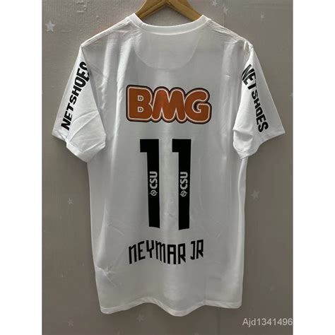 11 12 Santos NEYMAR JR Alta Qualidade Retro Futebol T Shirt