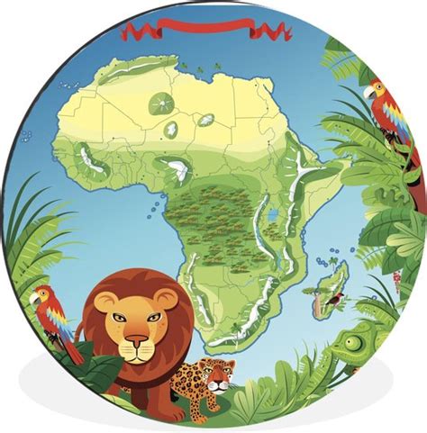 Wandcirkel Cartoon Map Afrika Aluminium Illustratie Vancartoon Kaart