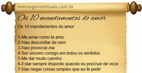 Mensagens Virtuais Os 10 Mandamentos Do Amor Amor