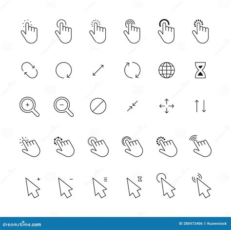 Click Cursor Icons Computer Clicking Pointer Icon Arrow And Hand Web