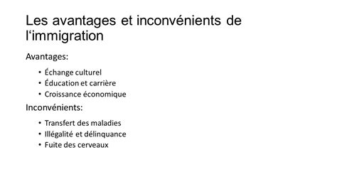 Avantages et inconvénients de l immigration analyse complète