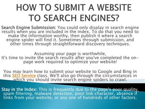 Ppt How To Submit A Website To Search Engines Powerpoint Presentation