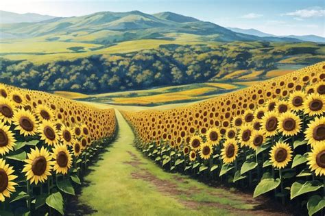 Campo De Girasoles Foto Premium