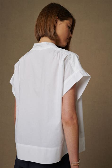 Blouse En Popeline De Coton Blanche Blouse Poplin Blouse Cotton Blouses
