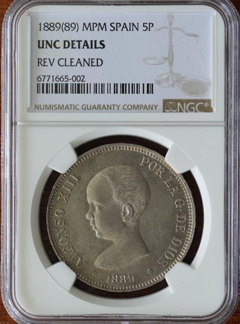 Mpm Spain Pesetas Alfonso Xiii Silver Currency Money Coin Ngc