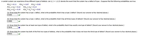 solved certain system can experience three different types of defects let a 1 2 3 denote