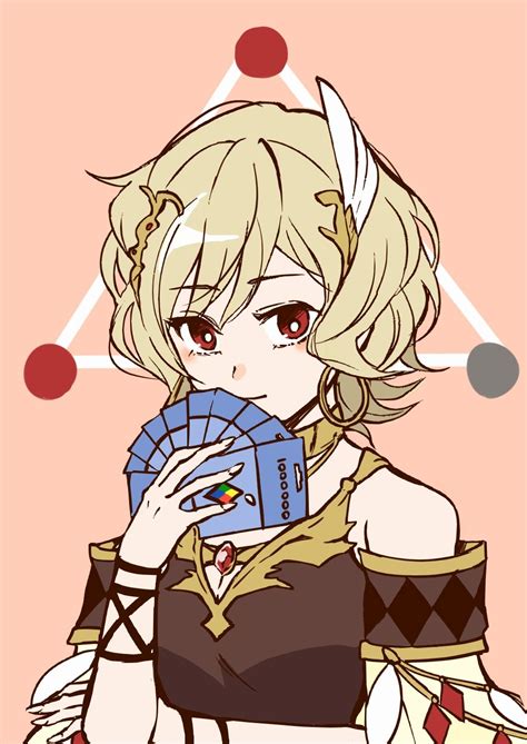 Safebooru 1girl Bare Shoulders Blonde Hair Breasts Card Citrinne Fire Emblem Earrings Fire