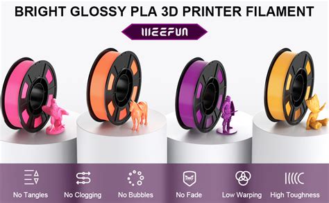 WEEFUN 4 Color PLA 3D Printer Filament Pack 1 75mm PLA Filament 3D