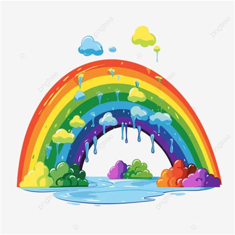 Medio Arcoiris Vector PNG Dibujos Pegatina Clipart Arco Iris Con Nubes