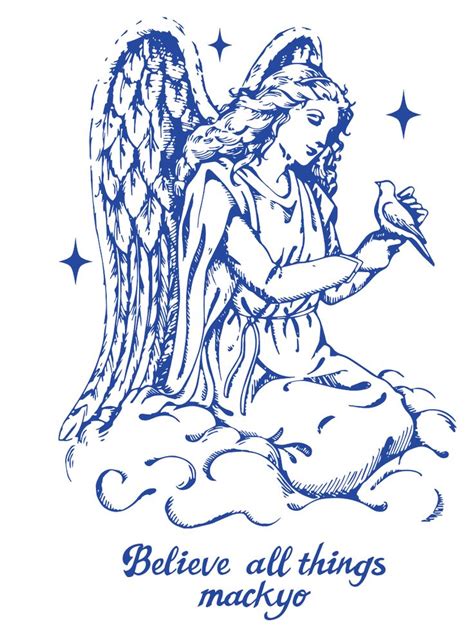 An Angel Sitting On Top Of A Cloud Holding A Bird