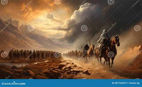 Exodus Of Bible Moses Crossing Desert Leading Israelit Generative AI