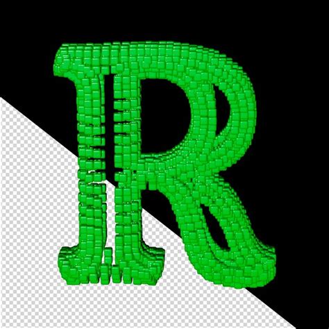 Símbolo hecho de cubos verdes 3d letra r Archivo PSD Premium