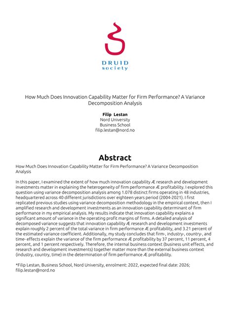 Pdf How Much Does Innovation Capability Matter For Firm Performance