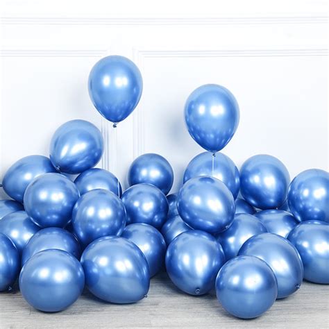 25 Unidades Balão Bexiga 5 Polegadas Azul Cromado Metalizado Alumínio