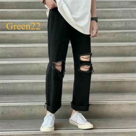 CELANA SOBEK PRIA RIPPED JEANS STANDAR BASIC REGULER ROBEK 27 38 KEREN