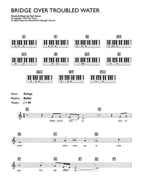 Bridge Over Troubled Water By Simon Garfunkel Sheet Music For Piano