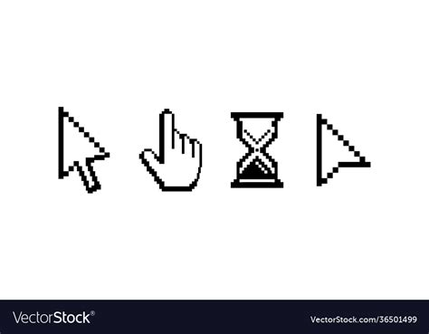 Old Computer Mouse Pointers Pixelated Cursors Vector Image