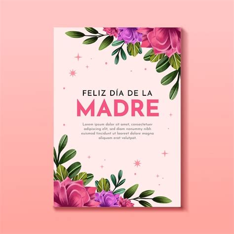 Plantilla de tarjeta de felicitación del día de la madre en acuarela en