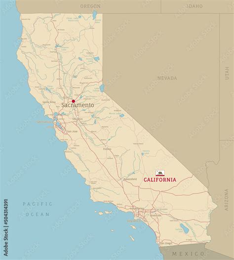 Road Map Of California Us American Federal State Editable Highly