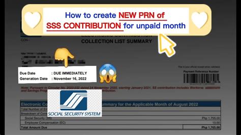 How To Create New Prn Contribution For Unpaid Applicable Months Sss
