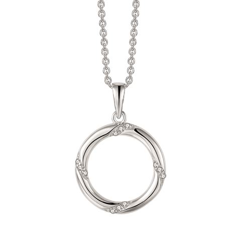 Støvring Sølv Halskæde Rhodineret Cirkel Med Zirconia 17 29 Mm I