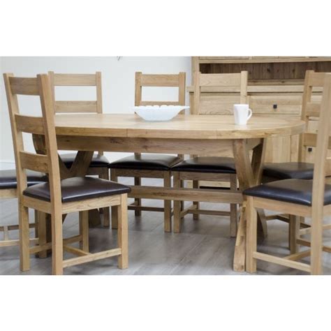 SIGNATURE Solid Oak Large Cross Leg Twin Extending Dining 56 OFF