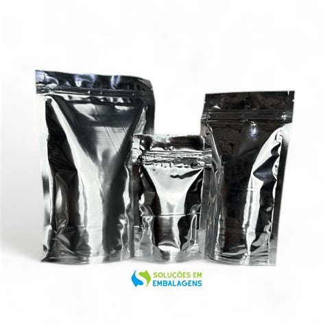 Saco Metalizado Zip Lock X Stand Up Pouch