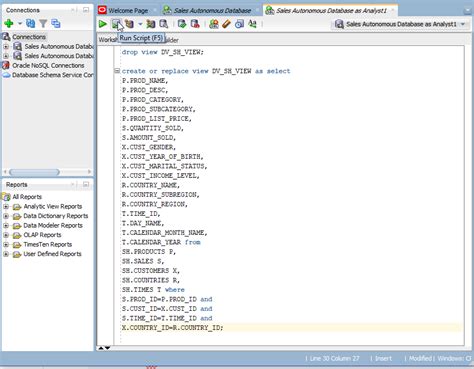 Connect With Sql Developer And Create A View For Data Visualization