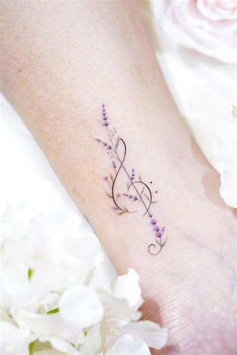 Treble Clef Flower Tattoo
