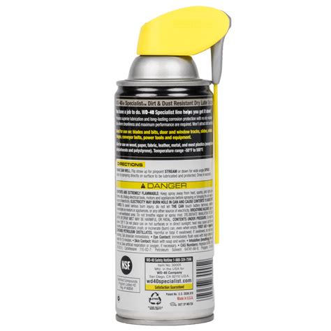 WD 40 Specialist 10 Oz Dirt Dust Resistant Dry Lube PTFE Spray