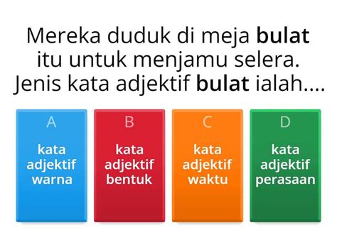 KATA ADJEKTIF TINGKATAN 1 Quiz