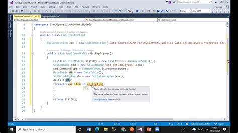 Crud Operation Using Ado Dotnet Youtube