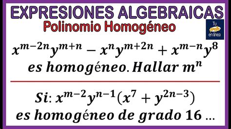 Expresiones Algebraicas Polinomio Homog Neo Ejercicios Youtube