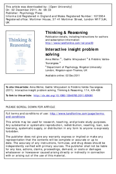 pdf interactive insight problem solving frederic vallee tourangeau