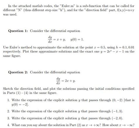In The Attached Matlab Codes The Euler M Is A Chegg