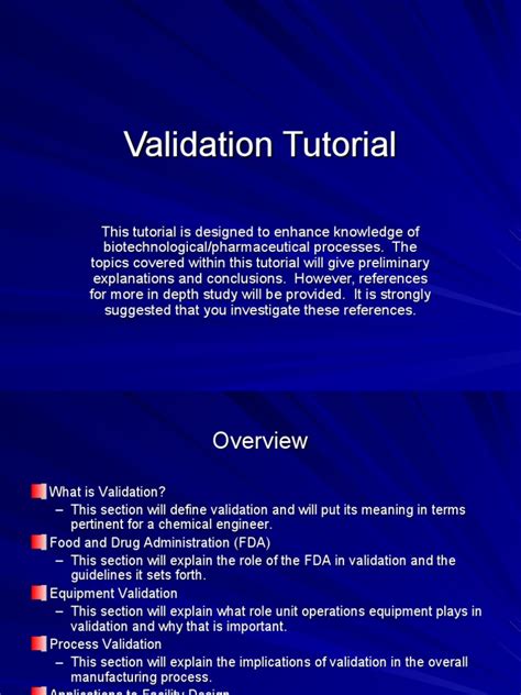 validation tutorial pdf verification and validation food and drug administration