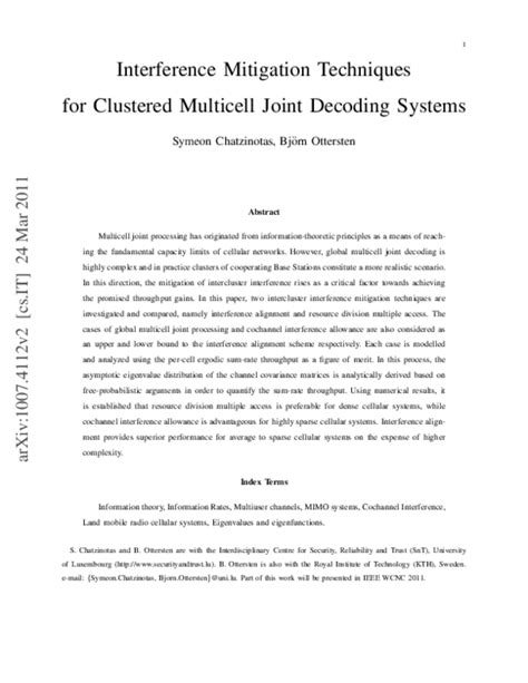 pdf interference alignment for clustered multicell joint decoding björn ottersten