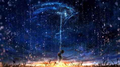 Anime Original Girl Sky Starry Sky Sunset Whale HD Wallpaper