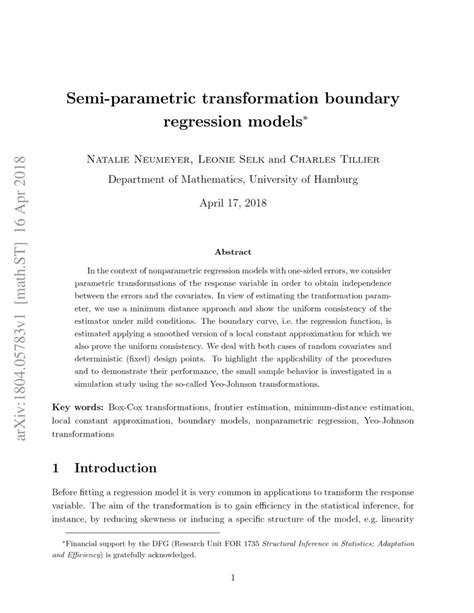 semi parametric transformation boundary regression models deepai