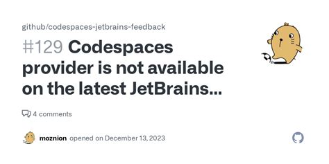 Codespaces Provider Is Not Available On The Latest JetBrains Gateway