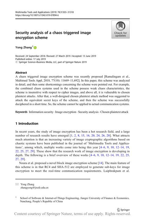 security analysis of a chaos triggered image encryption scheme request pdf