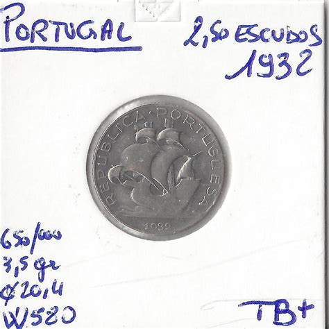PORTUGAL 2 5 ESCUDOS 1932 TB Gonçalves Lobo Numismatique