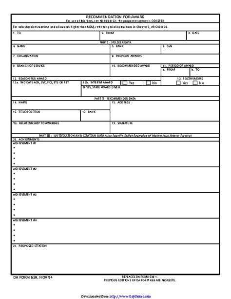 Printable Da Form