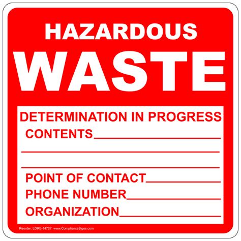 Hazardous Waste Accumulation Start Date Roll Label LDRE 14728