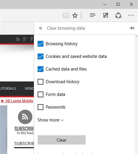 How To Clear Cache And Browsing Data In Microsoft Edge Browser