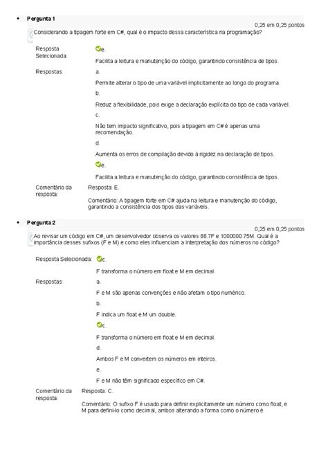 PROGRAMAÇÃO ORIENTADA A OBJETOS I QUESTIONÁRIO UNIDADE II Pergunta 1